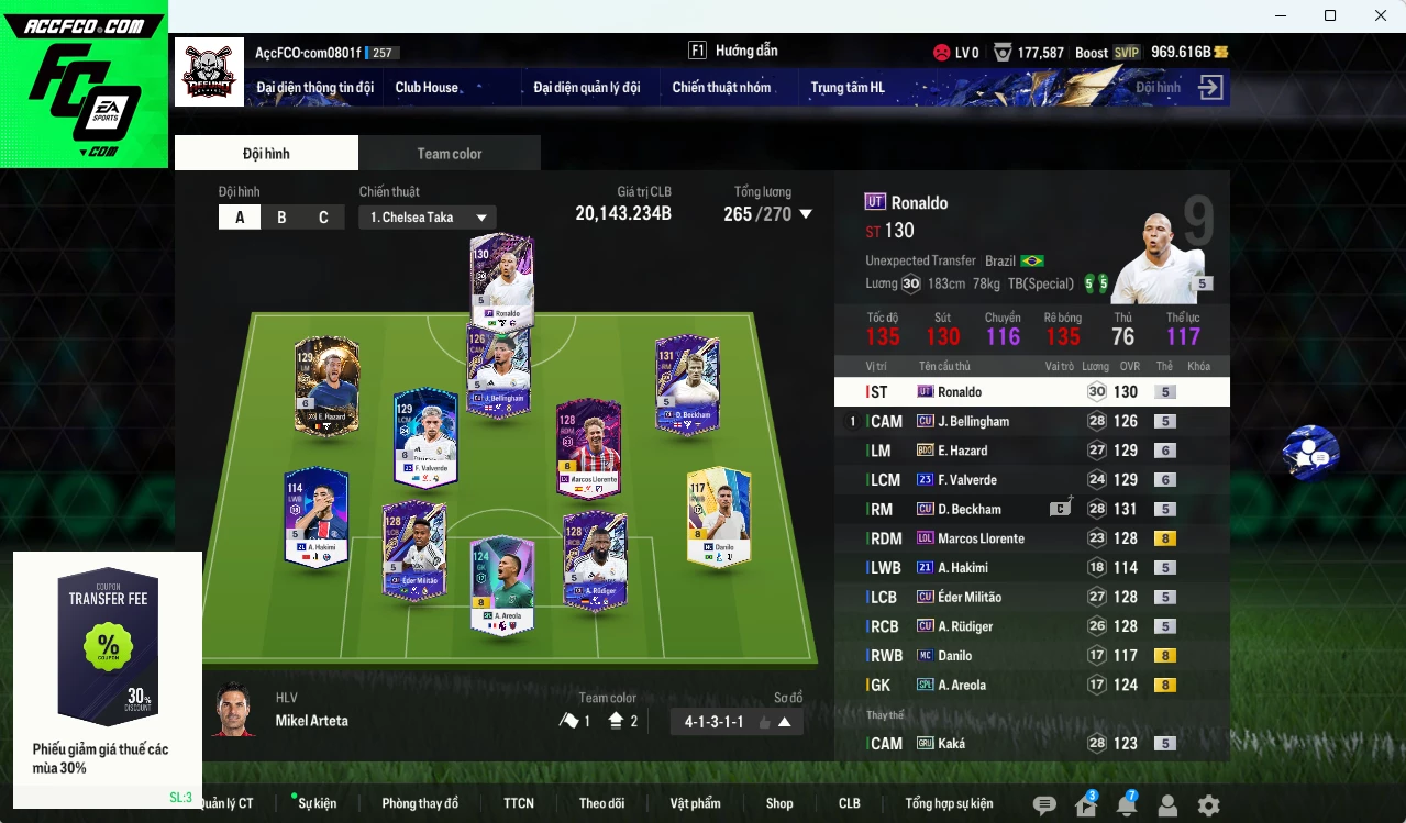 Acc #76403: [ACC Rẻ🔥] Real Madrid 20.140b dư 970b có Ronaldo UT, Beckham CU, Bellingham CU ...